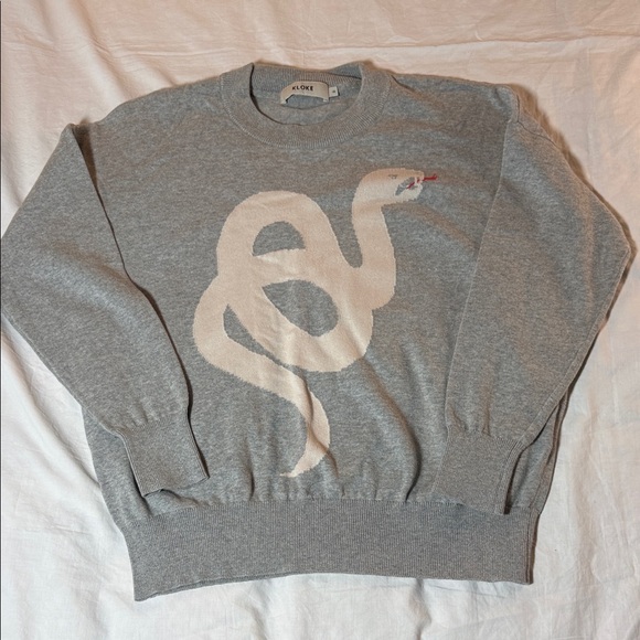 Kloke | Sweaters | Kloke Gray Crewneck Sweater With Snake Motif | Poshmark